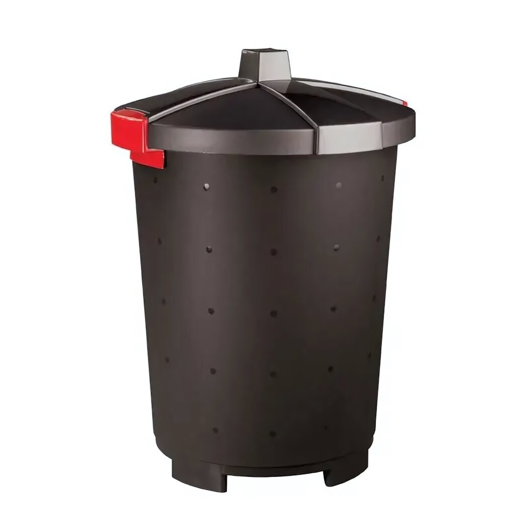 Бак хозяйственный 65л пластиковый черный, вместительный для мусора