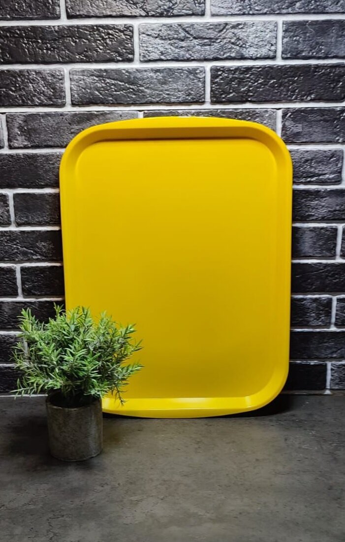 Поднос F, прямоугольный, первичный пластик, жёлтый, 47х35 см