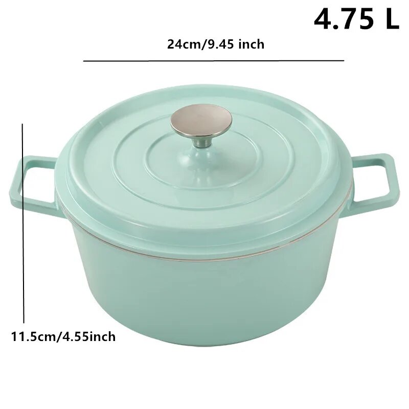 Эмалированная чугунная кастрюля 4,7 л 4.75L green