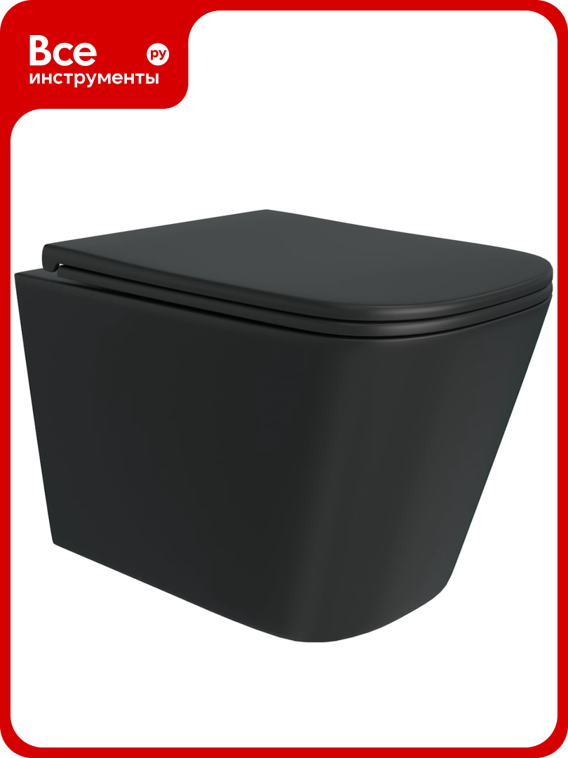 Подвесной унитаз Teymi Helmi S безободковый, сиденье микролифт, черный матовый T40302MB ЦБ-00263650