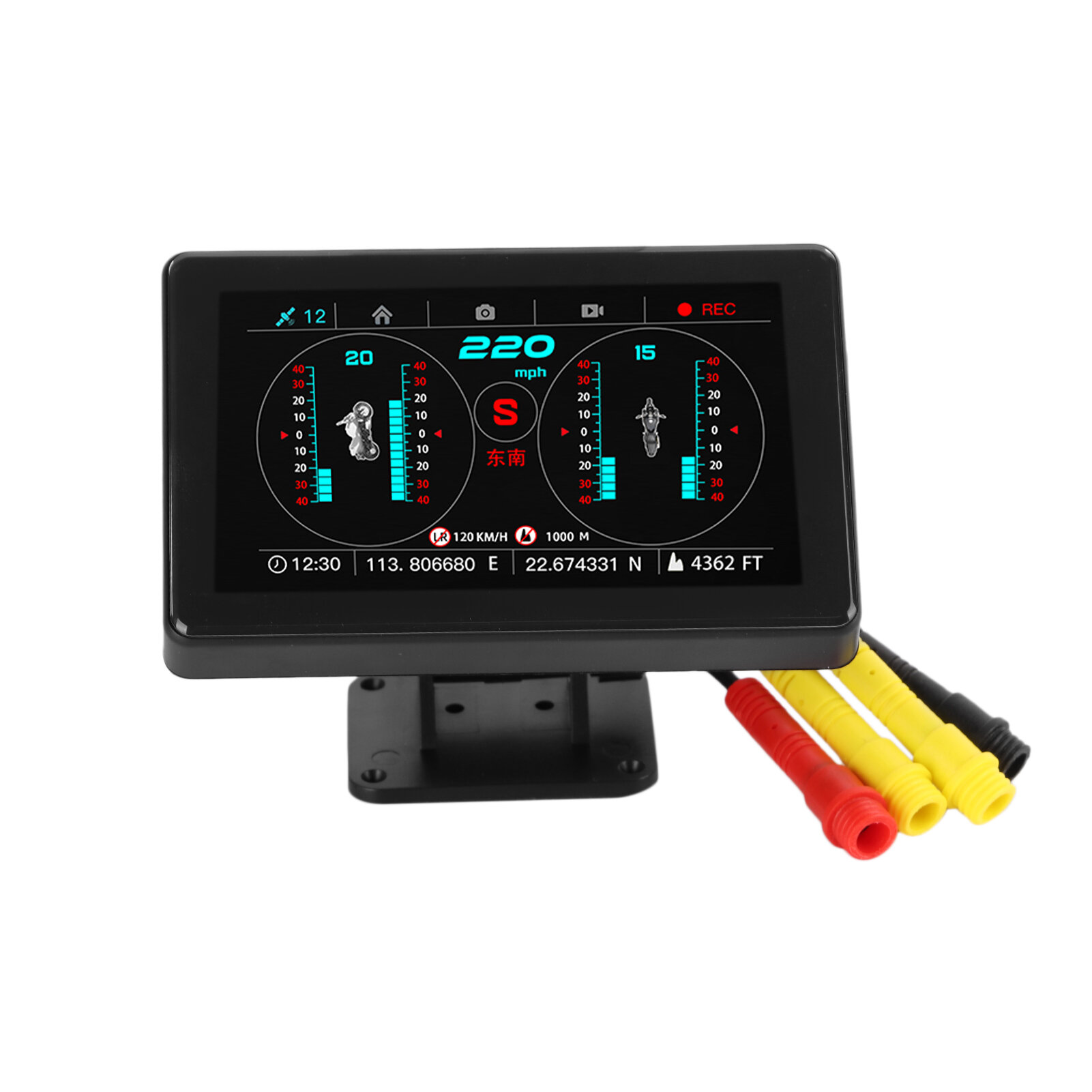 Мотоциклетный видеорегистратор с двумя камерами, ЖК-дисплей, GPS, предупреждение о превышении скорости, водонепроницаемость IP67