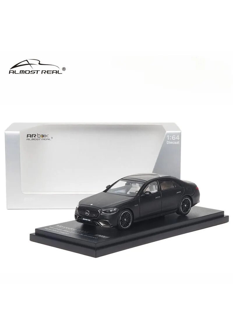 Машинка AR Almost Real 1:64 Mercedes-AMG S 63 E Performance Matte Night Black Die-cast Alloy Car Model Collection Display Gift