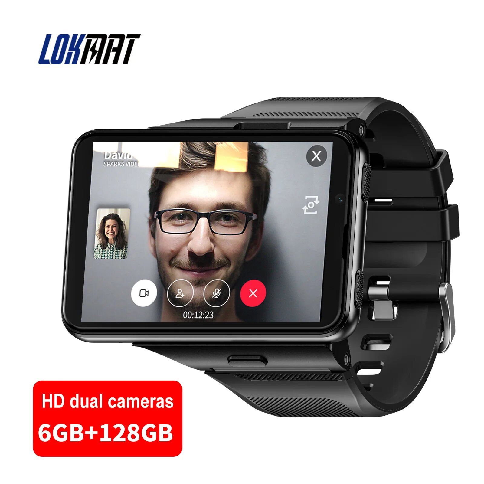 Локмат умные часы 4G, 6ГБ/128ГБ, черные