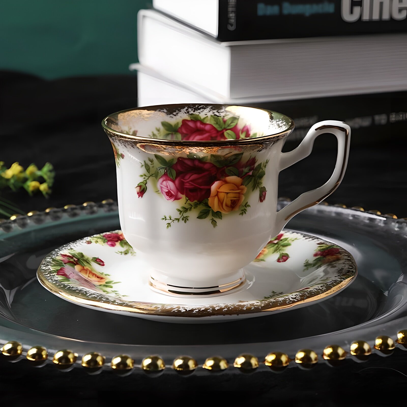 Чайная пара "Розы старой Англии", Фарфор, Royal Albert, Великобритания, вторая половина 20 века.