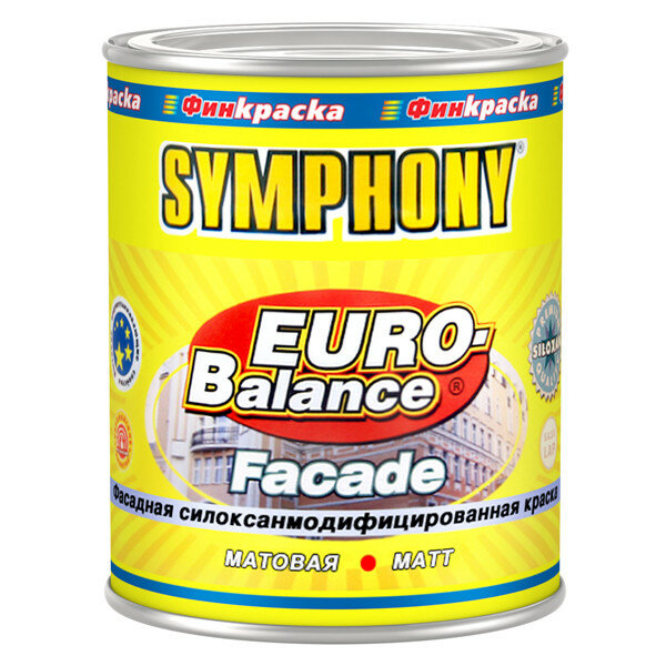 Краска SYMPHONY EURO-Balance Facade Siloxan фасадная, матовая, База А 0,9л
