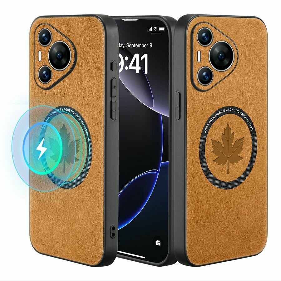 Рисунок кленового листа MagSafe чехол для Huawei Pura70 pro/Pura 70 PRO+( Хуавей П70 Про) Нескользящий и удобный