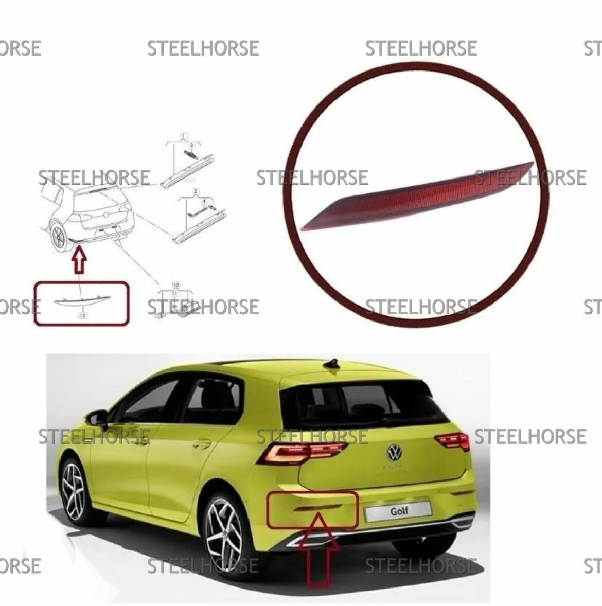 Отражатель в бампер задний левый BW Golf VII 2012-2020