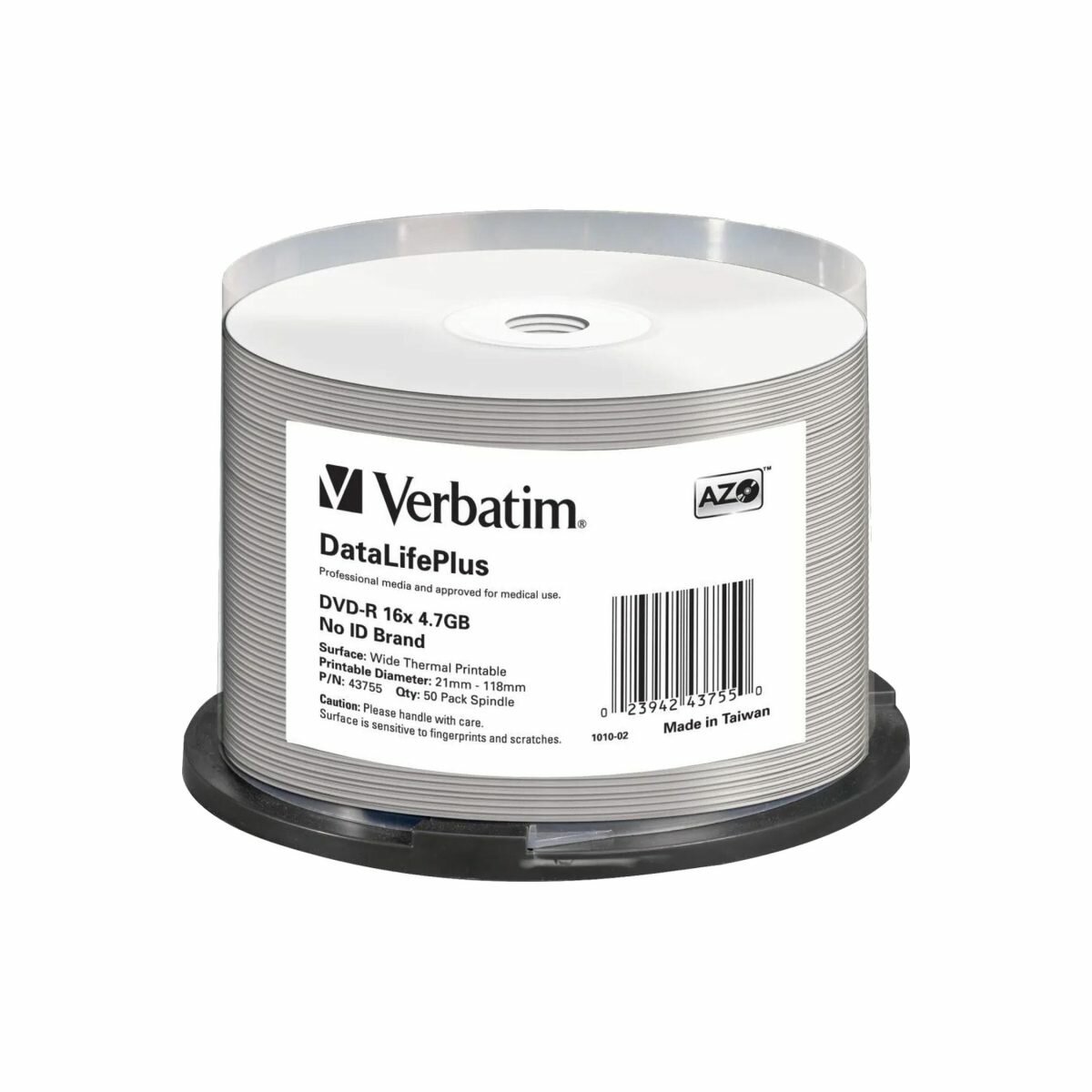 Оптический диск DVD-R Verbatim 4.7Gb 16x cake box, 50шт. Printable (43755) (2149154)