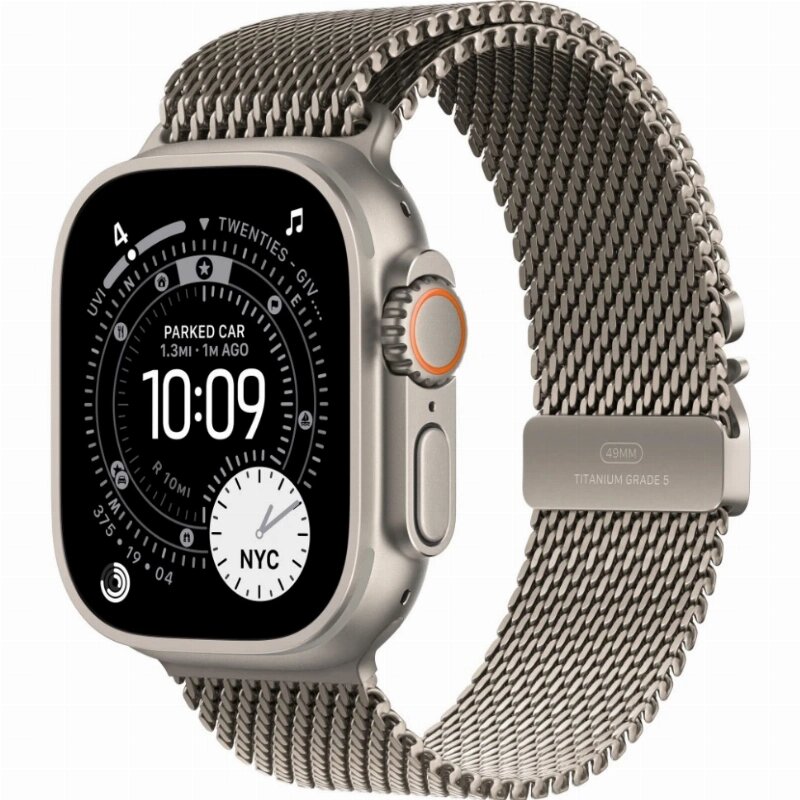 Apple Watch Ultra 3 49mm, Natural Titanium Natural Milanese Loop, M