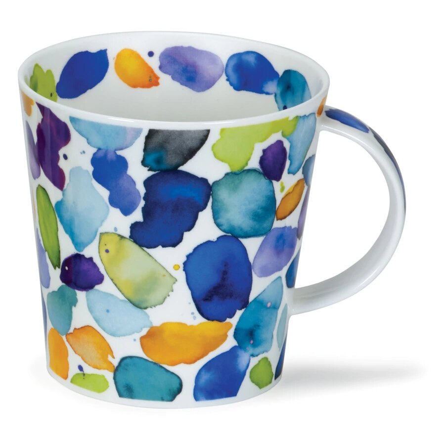 Кружка Dunoon Цветные капли в синем Кернгорм 480 мл, фарфор костяной