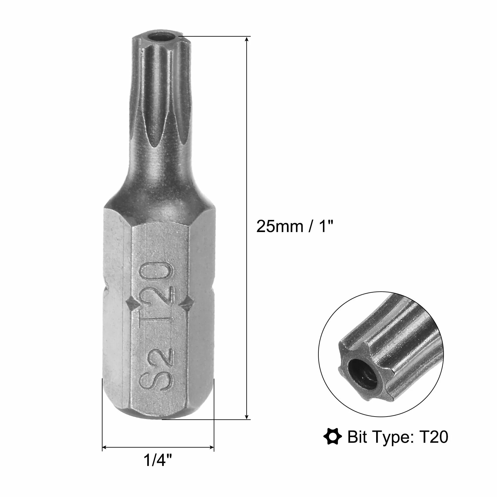 Биты Torx UXCELL T5 T6 T8 T9 T10 T20 T25 T27 T30 T40 стальной сплав 1/4 дюйма