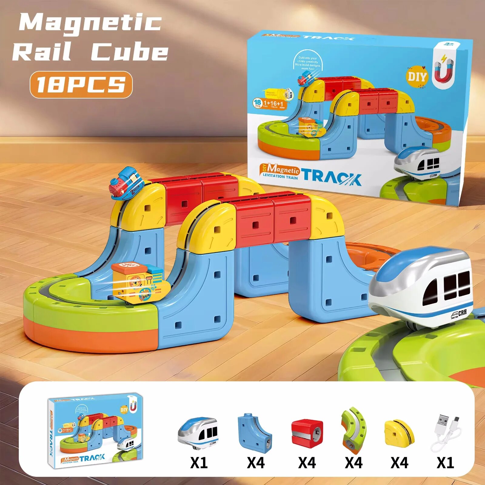 Магнитная железная дорога 18PCS
