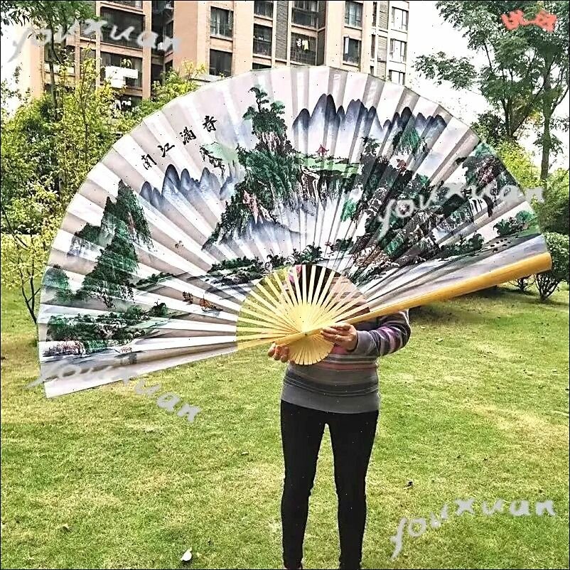 Китайский большой веер на стену/Лошади/ бамбук, шелк