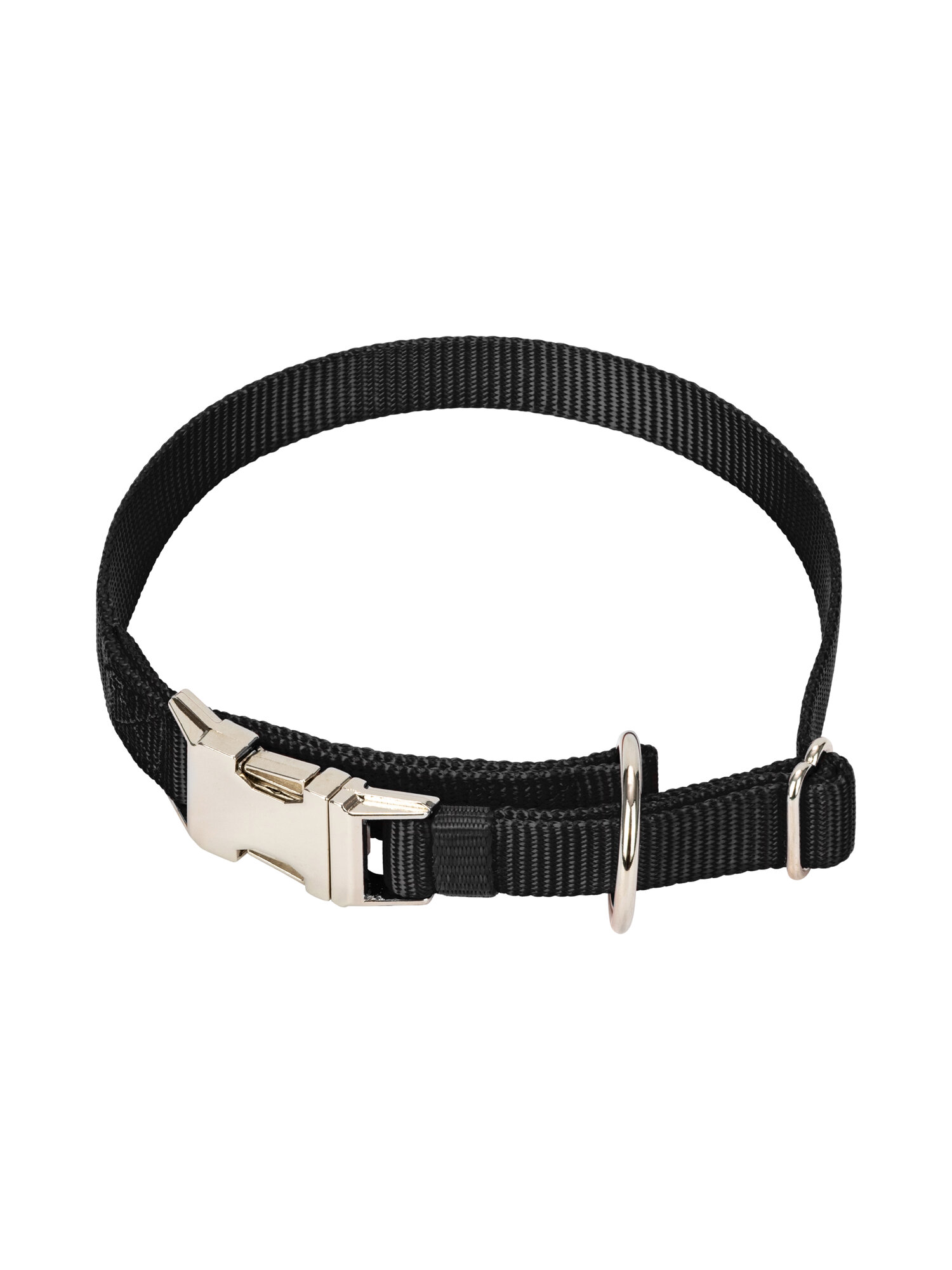 Ошейник для собак, с большим кольцом, ZooOne с регулировкой (чёрный) 20 мм (32-45 см), металл, фастекс 70-2980