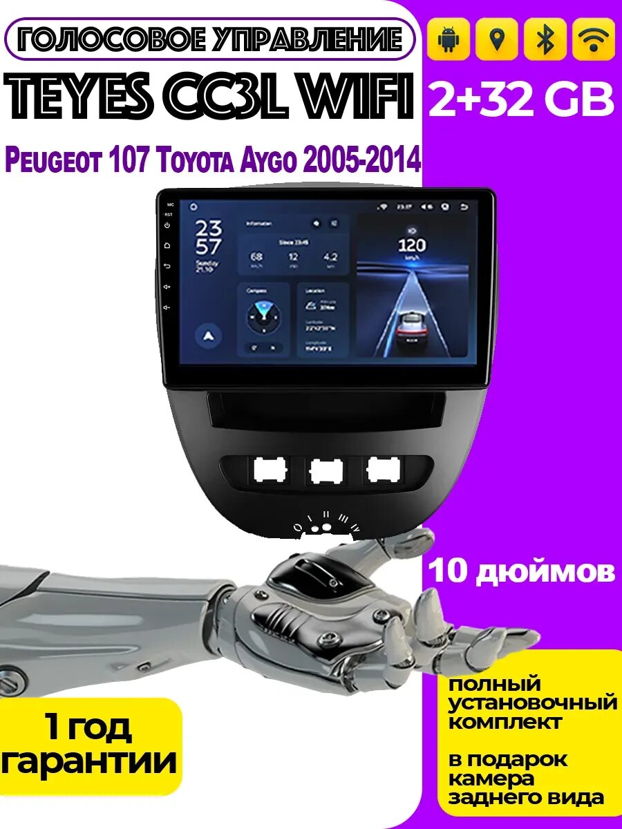 Магнитола CC3L WIFI Peugeot 107 Toyota Aygo 2005-2014 2/32