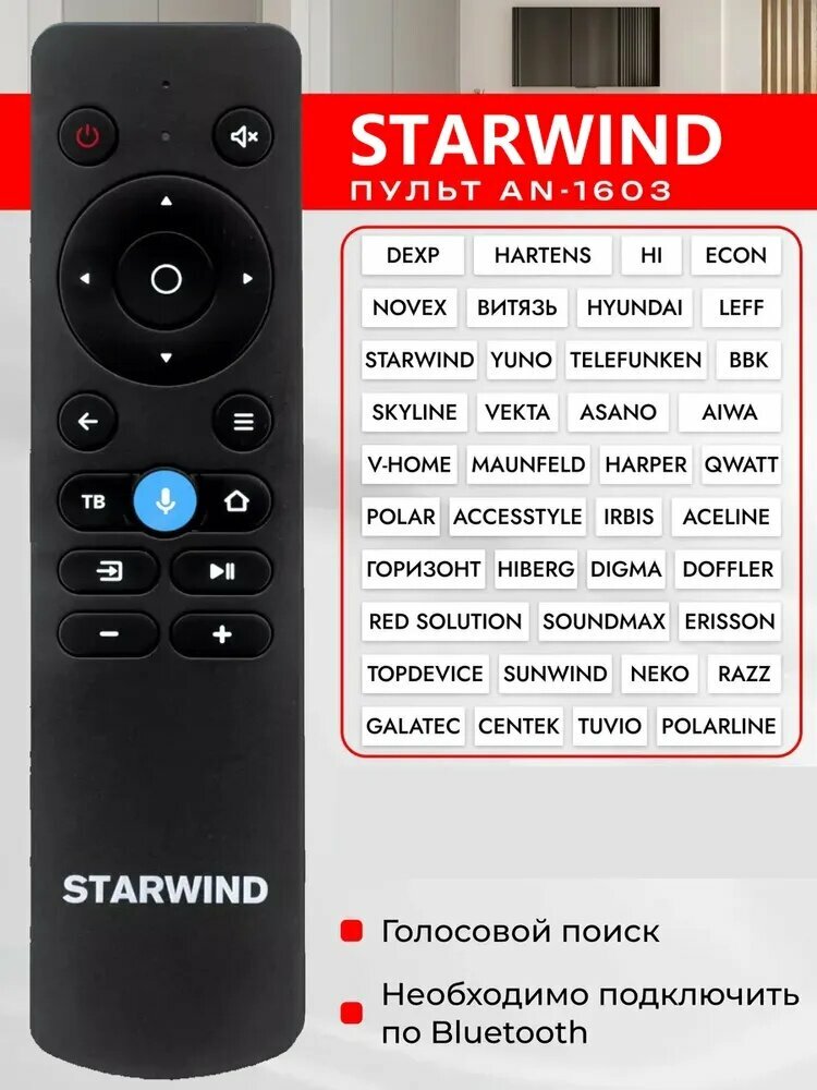 Пульт AN-1603 для телевизора DEXP, Centek, Hartens, Leff, STARWIND