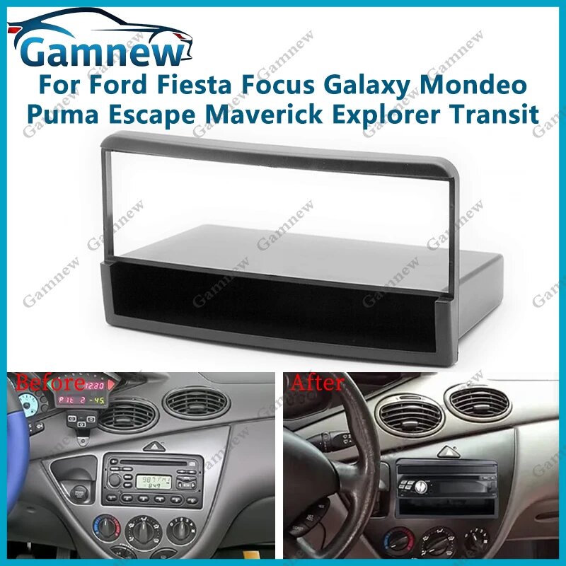 Автомобильный радиоприемник 1 Din для Ford Fiesta Focus Galaxy Mondeo Puma Escape Maverick DVD рамка рамка панель установка приборной панели комплект
