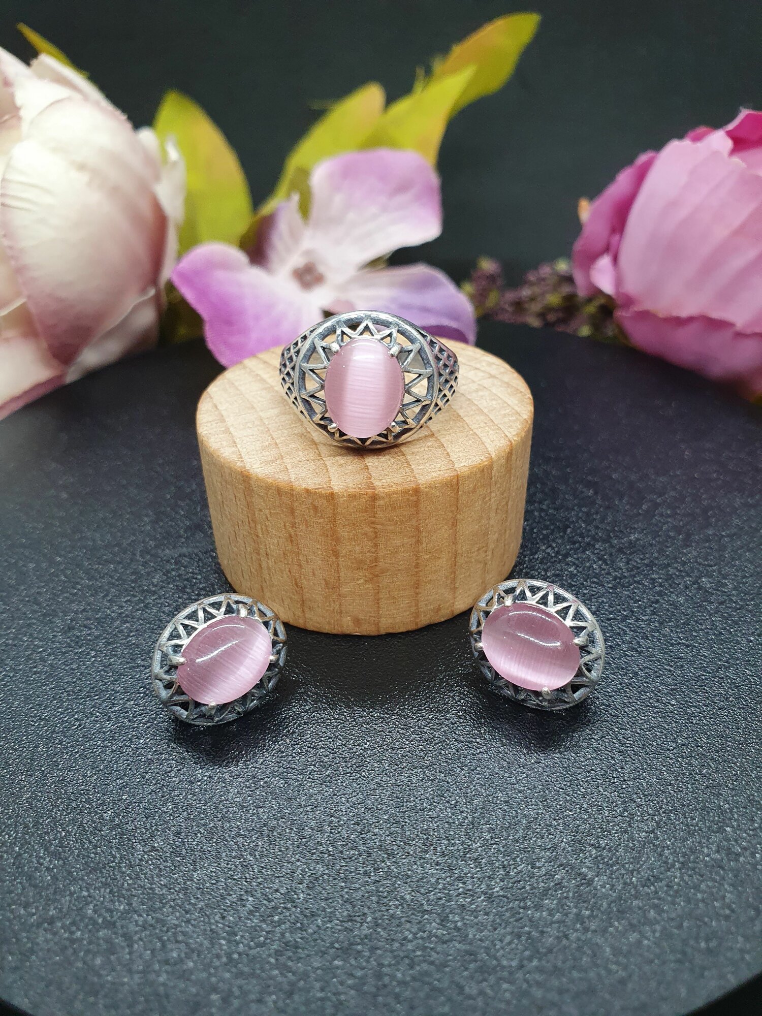 Кольцо, искусственный камень, кошачий глаз