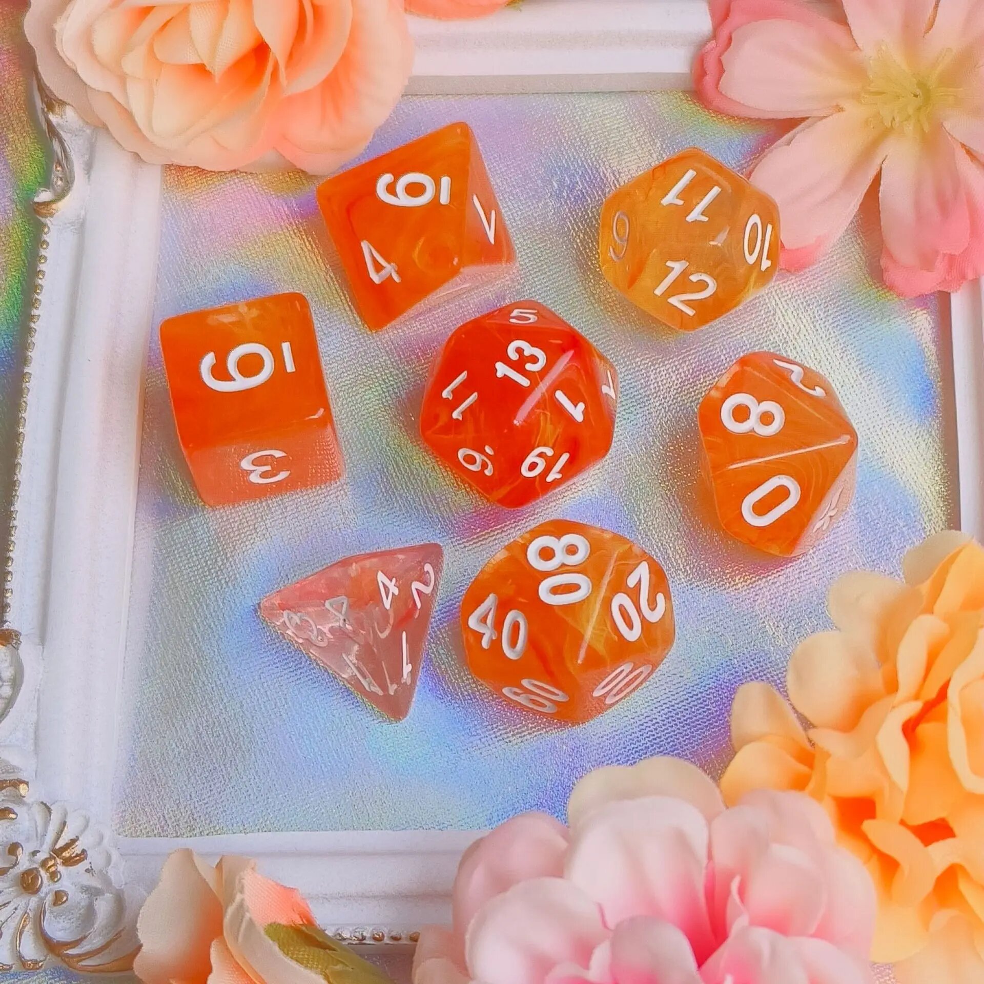 Набор костей D&D 7 шт. оранжево-желтые