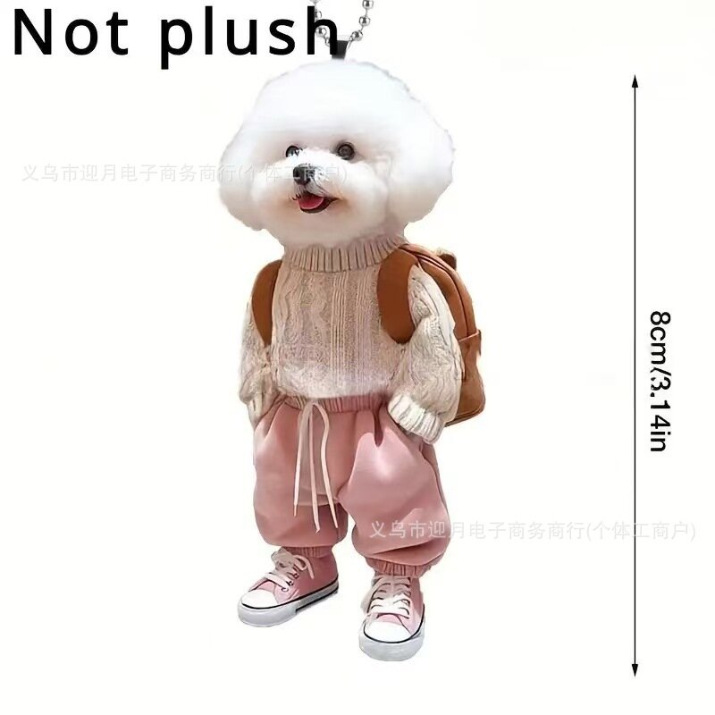 Новый креативный подвесной акриловый рюкзак для щенка, украшение для автомобиля, милый брелок в виде плюшевого собаки