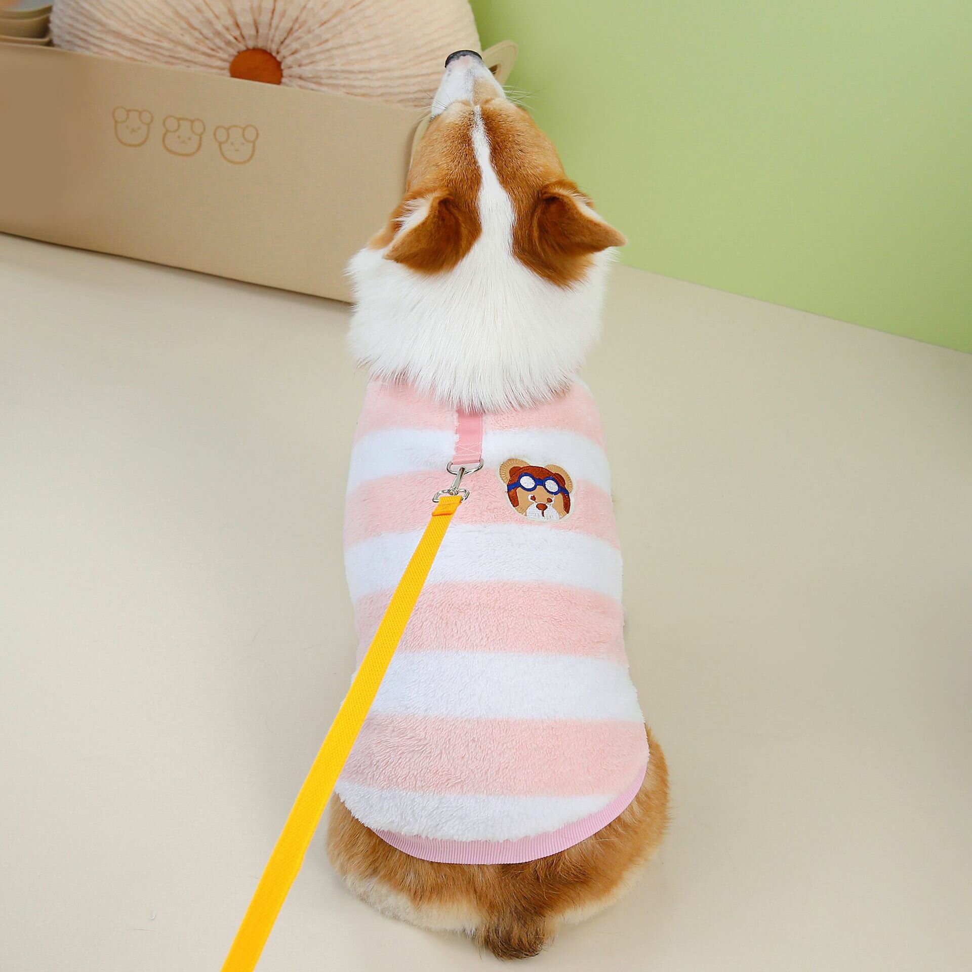 Одежда для крупных собак корги и таксы, осень-зима, новая одежда для собак с короткими ногами, 23 корги, полосатая флисовая куртка