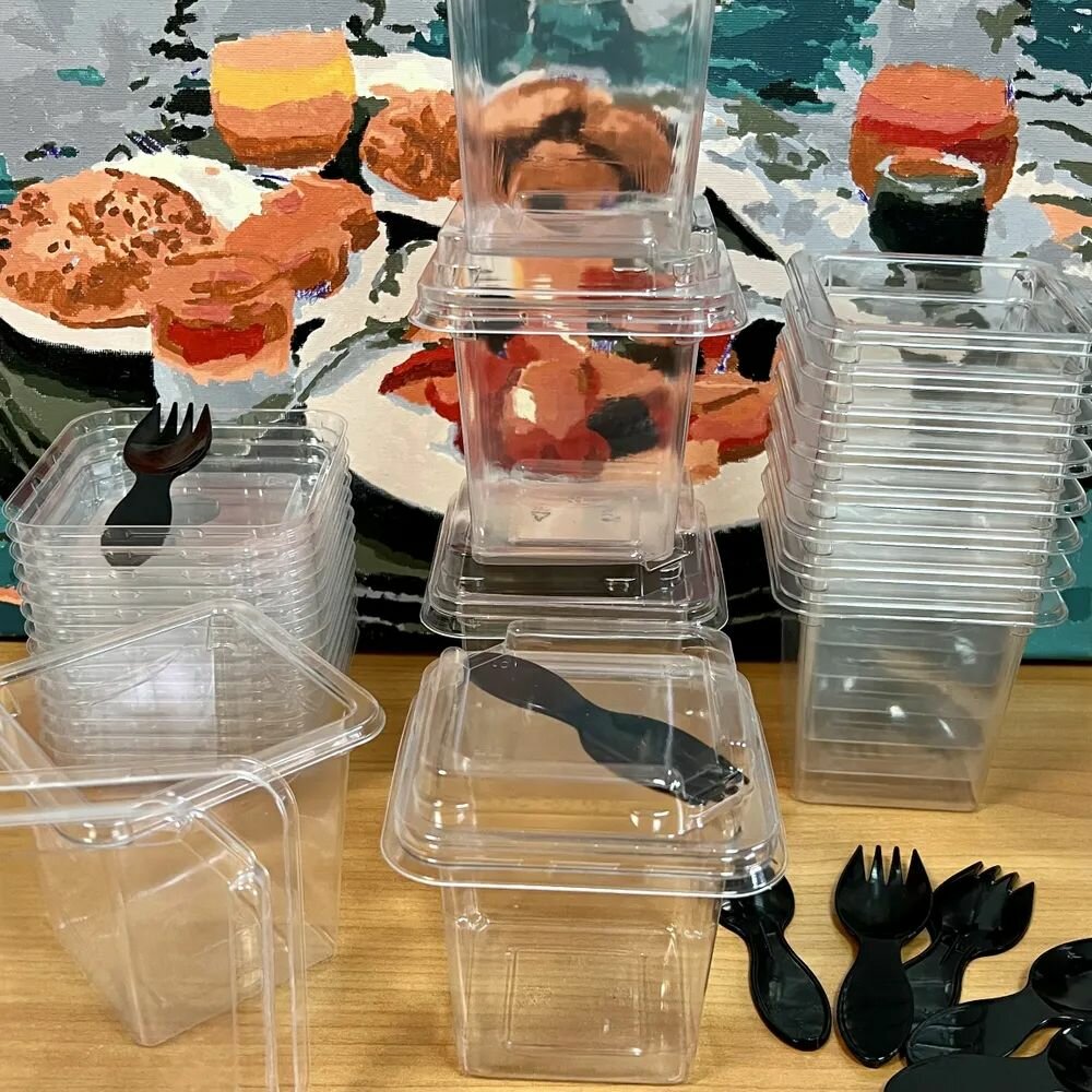Стакан контейнер одноразовый для десертов с крышкой и вилкой, креманка пластиковая набор 20 шт, 220 мл