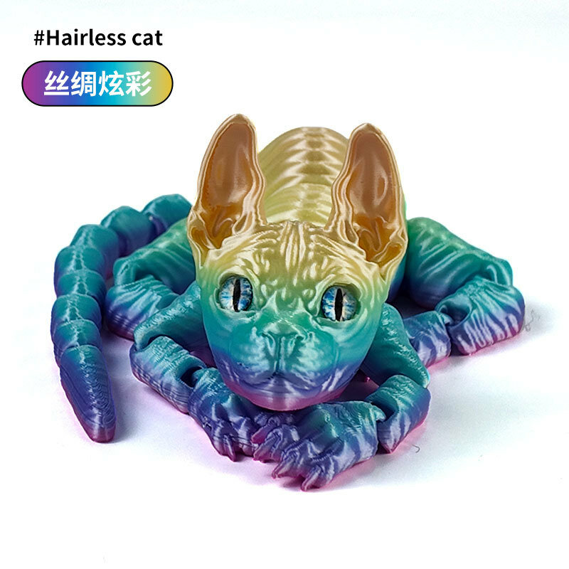 Горячие новые безволосые кошки, подвижные 3D-печатные драконьи украшения, ручной набор 3D-печатных безволосых кошачьих украшений