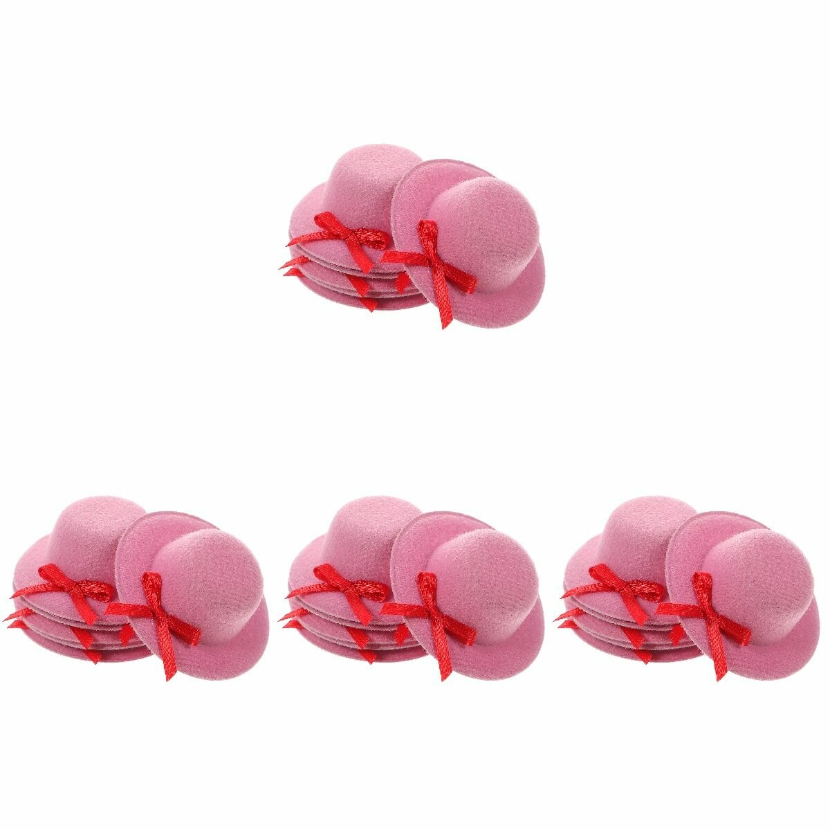 Миниатюрные тканевые шляпы розового цвета с бантом для украшения, 24 шт