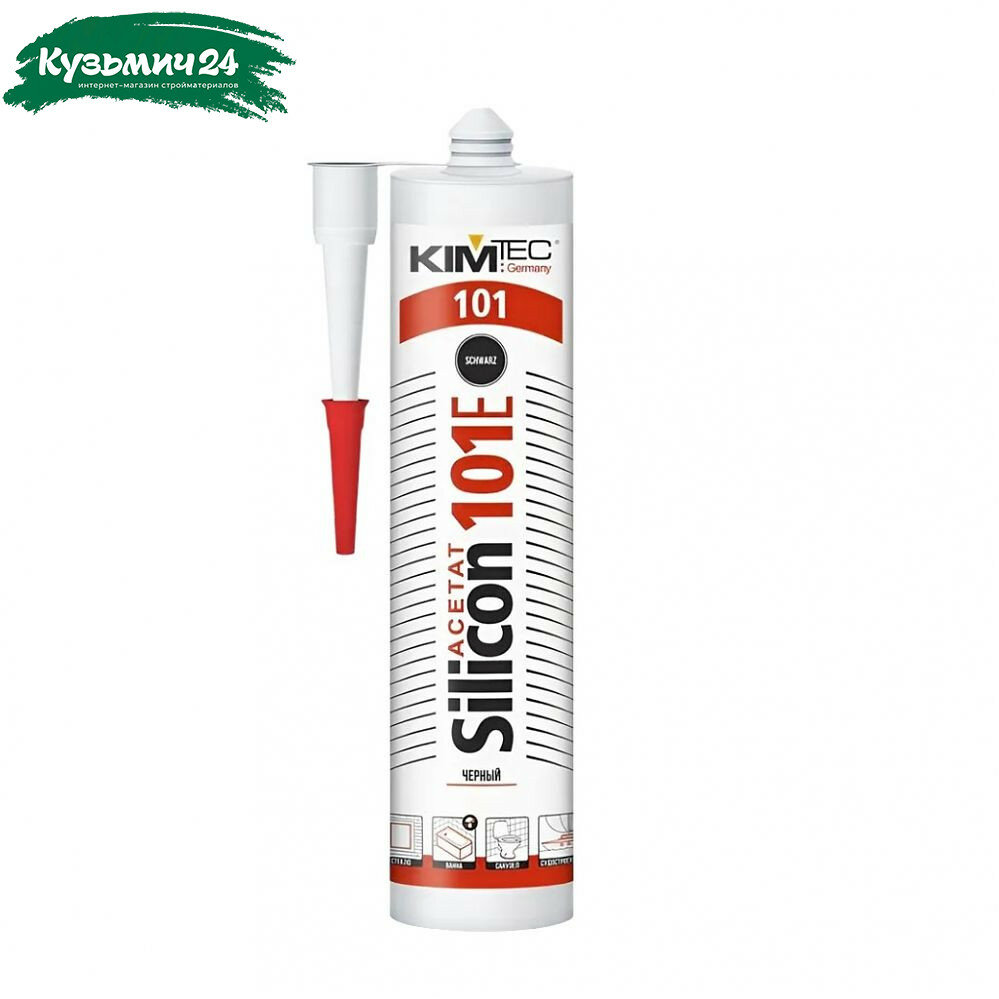Герметик силиконовый Kim Tec Silicon 101 Е, для дерева и плитки, черный, 280 мл, 1 шт.