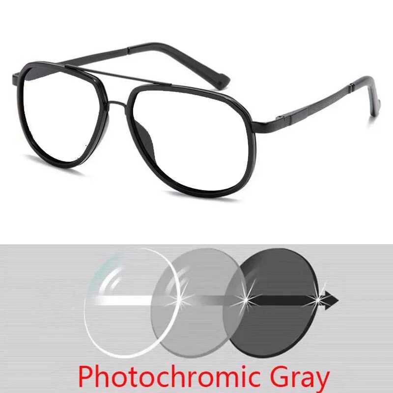 Очки фотохромные серые BINSYSU, black frame gray, Myopia -75