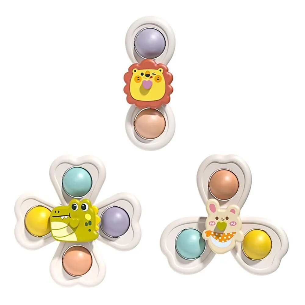 Игрушки для ванной детские спиннеры на присоске 3 штуки для купания с погремушкой для малышей, детские игрушки для девочек и мальчиков