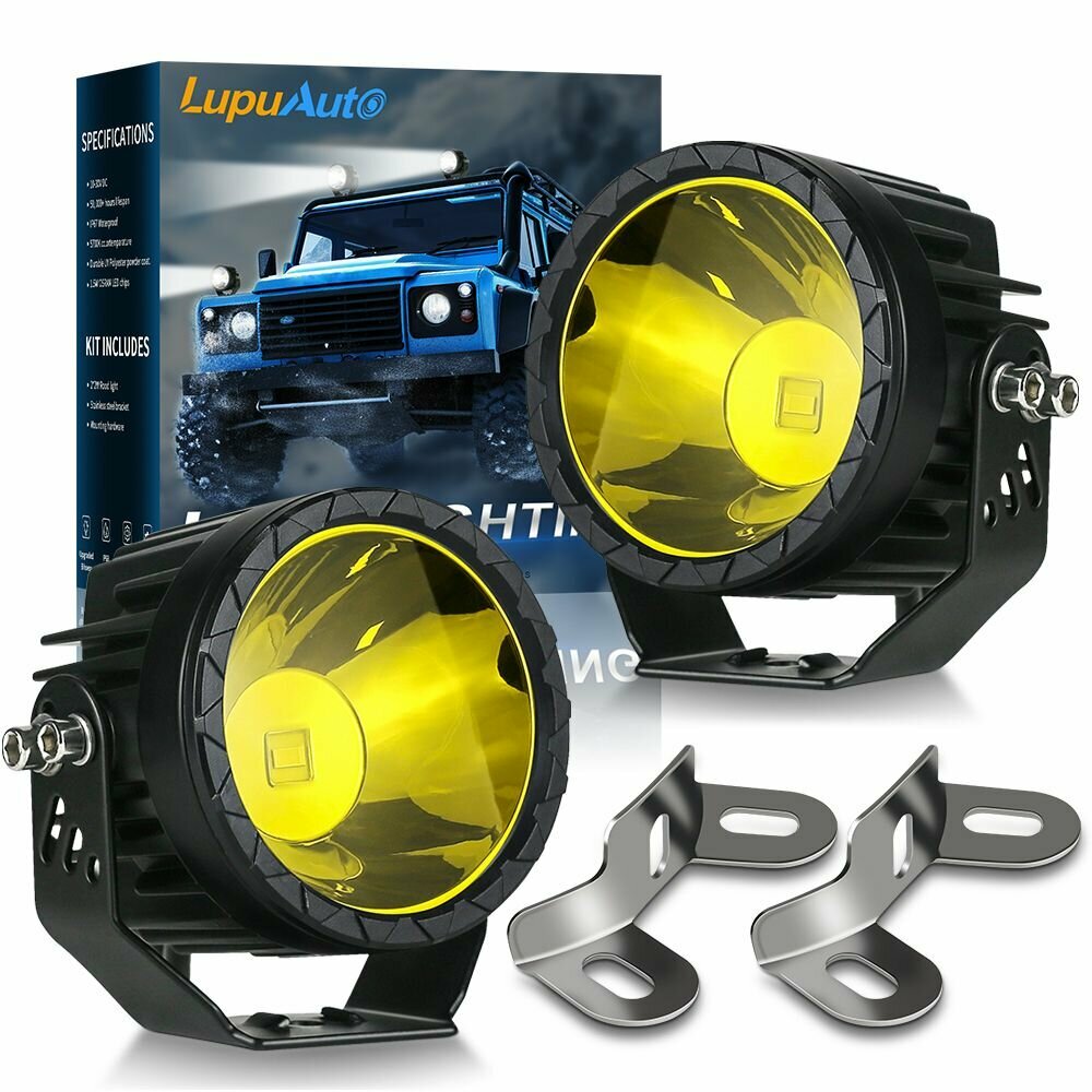 LED фара дополнительный свет/ 4-дюймовый желтый светодиодный фонарь для работы противотуманный прожектор для 12-24 в 2шт