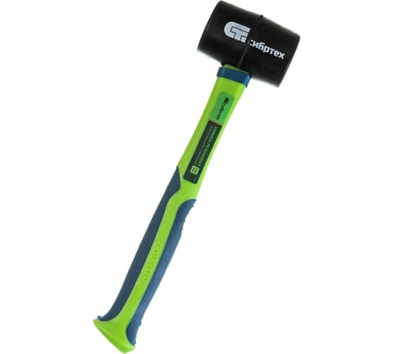 Киянка резиновая, 225 г, черная резина, фибергласовая рукоятка Сибртех 11163