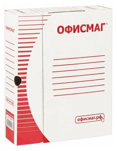 Короб архивный с клапаном А4 (260х325 мм), 75 мм, до 700 листов, плотный, микрогофрокартон, белый, офисмаг, 123017