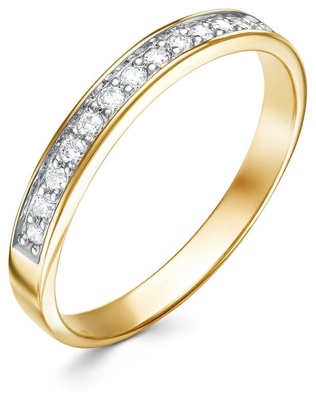 Кольцо дорожка, желтое золото, 585 проба, родирование, бриллиант