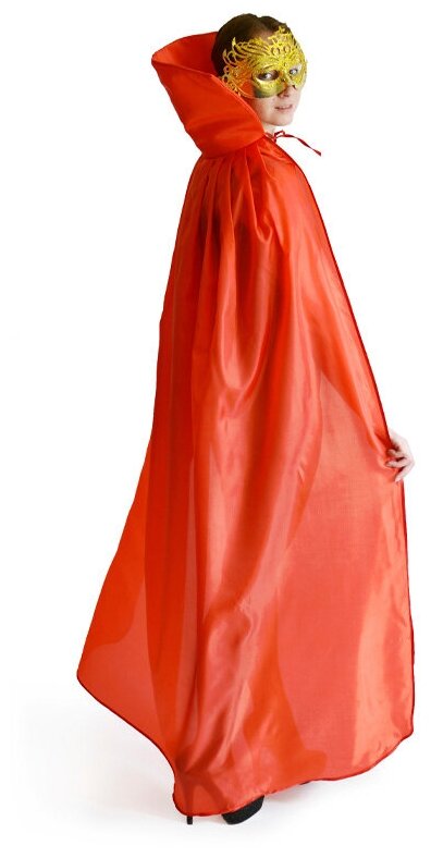 Накидка с воротником матовая красная взрослая (Цв: Красный Размер: 180)