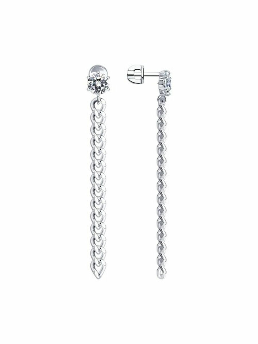 Серьги, серебро, 925 проба, родирование, фианит