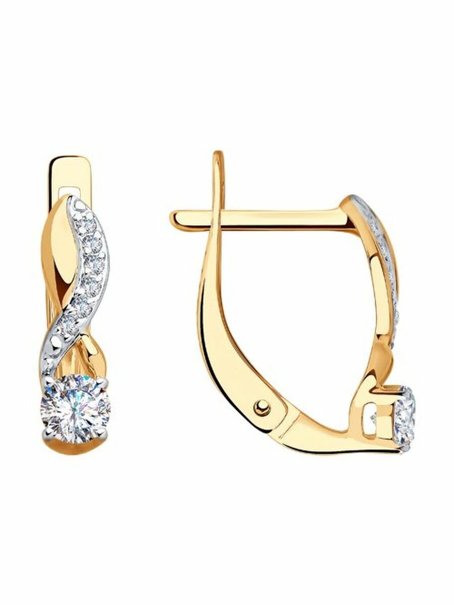 Серьги, красное золото, 585 проба, фианит