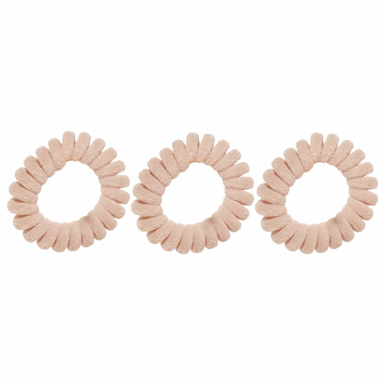 Резинка для волос, 4 см, 3 шт, полиэстер/ТПУ, бежевая, Спираль, Helix, Kuchenland