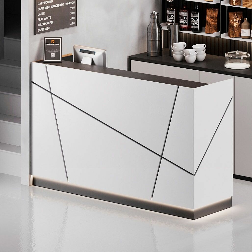 Барная стойка "Хайтек" Черный/Белый/ 2000х1200х600, С Подсветкой RGB Premium