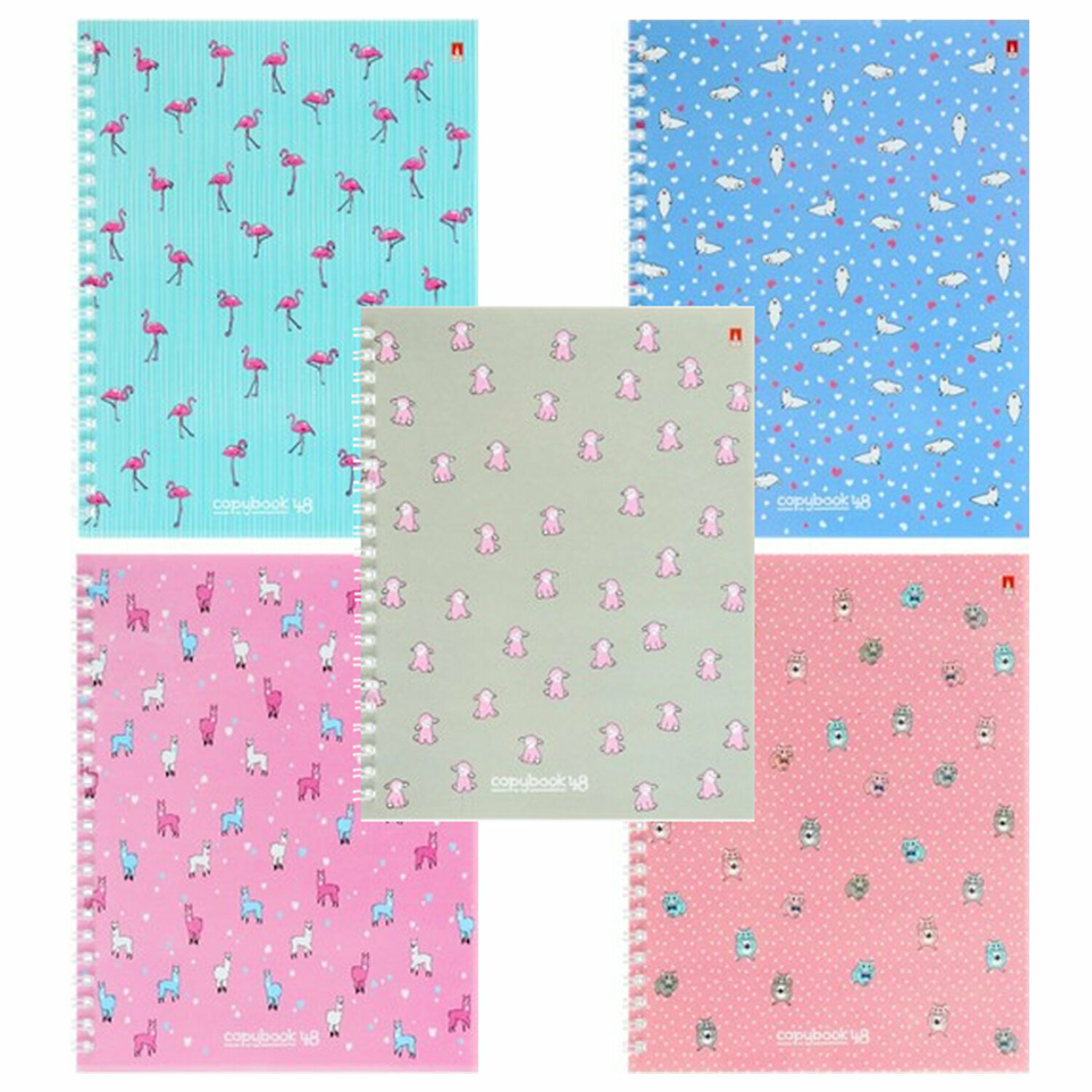 Тетрадь А5 48 л. альт гребень, клетка, глянцевая ламинация, "ассорти" (5 видов), 7-48-13, 7-48-136