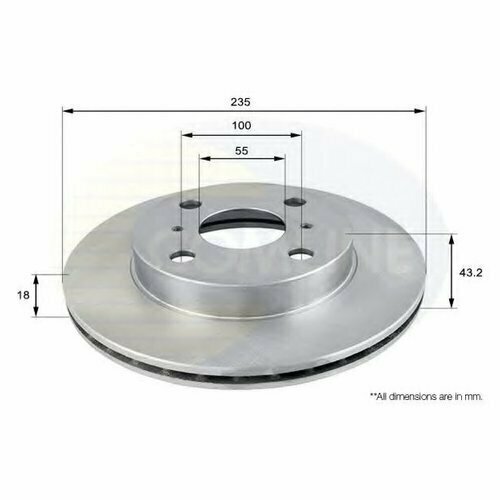 Тормозной диск передний Comline ADC0193V для Toyota Echo, Platz, Yaris, Yaris Verso