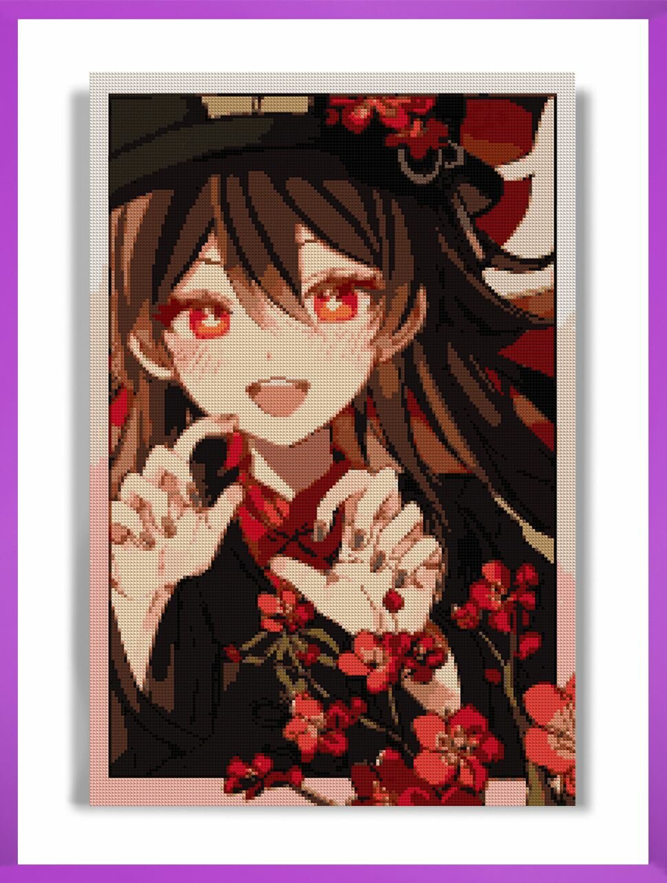 Алмазная мозаика на подрамнике - вышивка Genshin Impact - Ху Тао 40 х 60 см