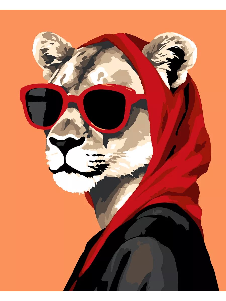 Картина по номерам Львица в темных очках 40х50 см