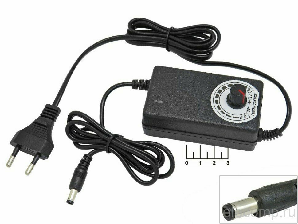 Блок питания 3-12V 3A OT-APB115 импульсный с регулировкой (5.5*2.5)