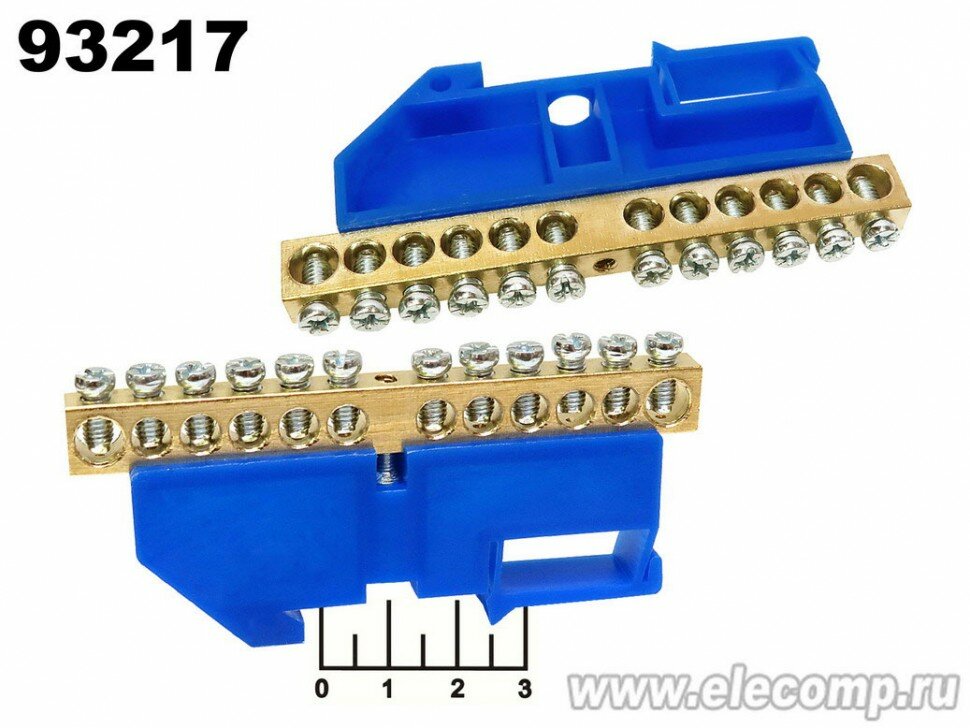 Эл шина "0" 12 контактов 8*12мм с изолятором на DIN-рейку TDM (SQ0801-0033)