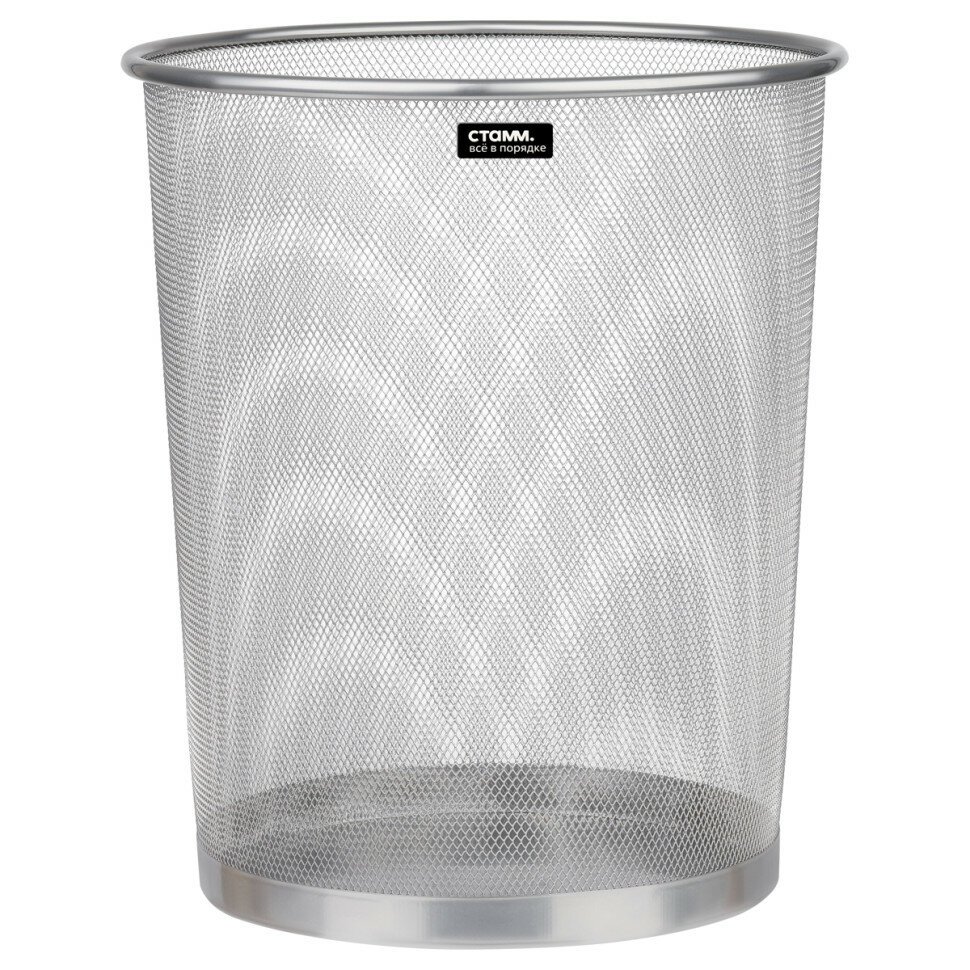 Корзина для бумаг СТАММ, 20л, сетчатая, металлическая, серебристая, 355983