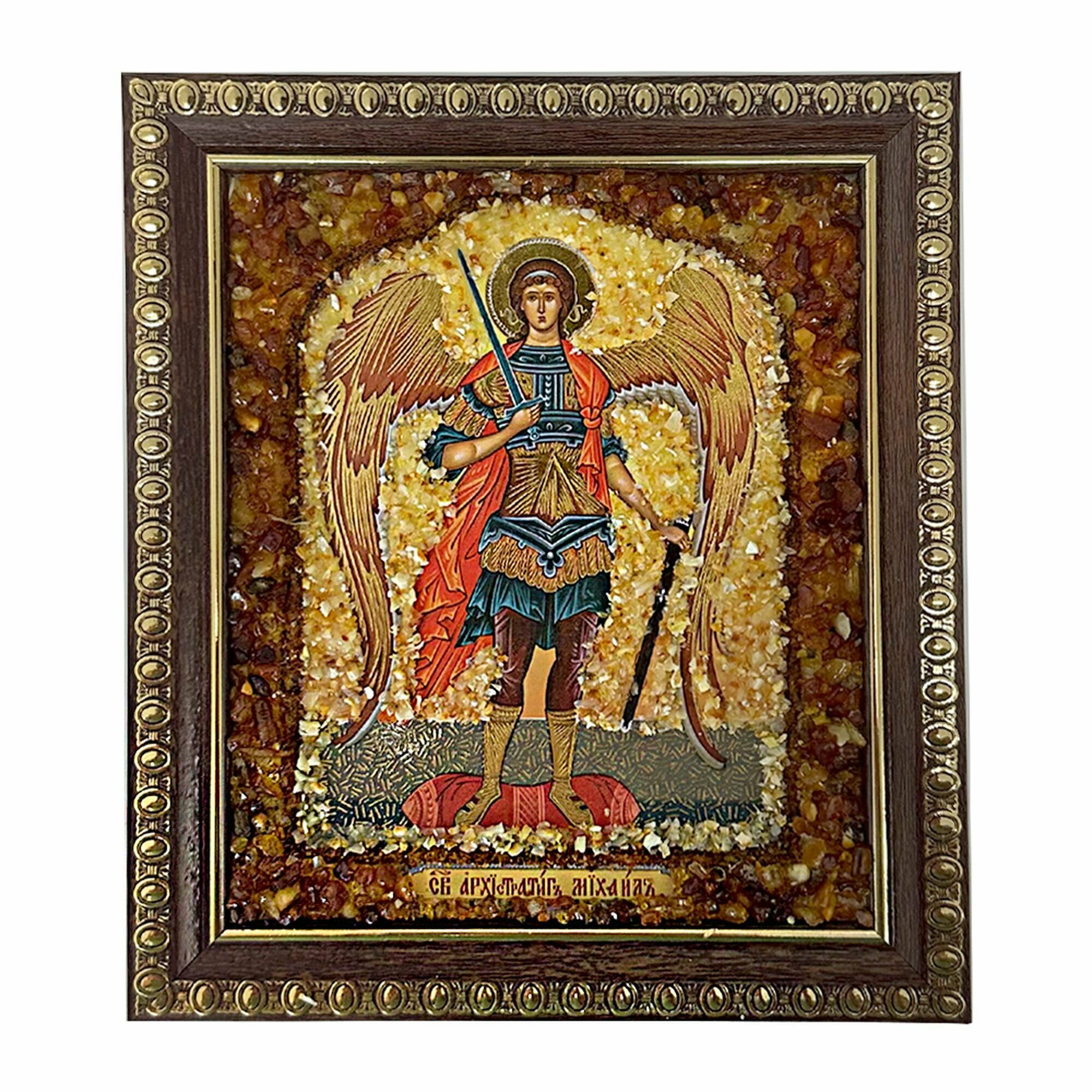 Икона ручной работы Diamant online Святой Архангел Михаил 6128212-м с натуральным янтарём