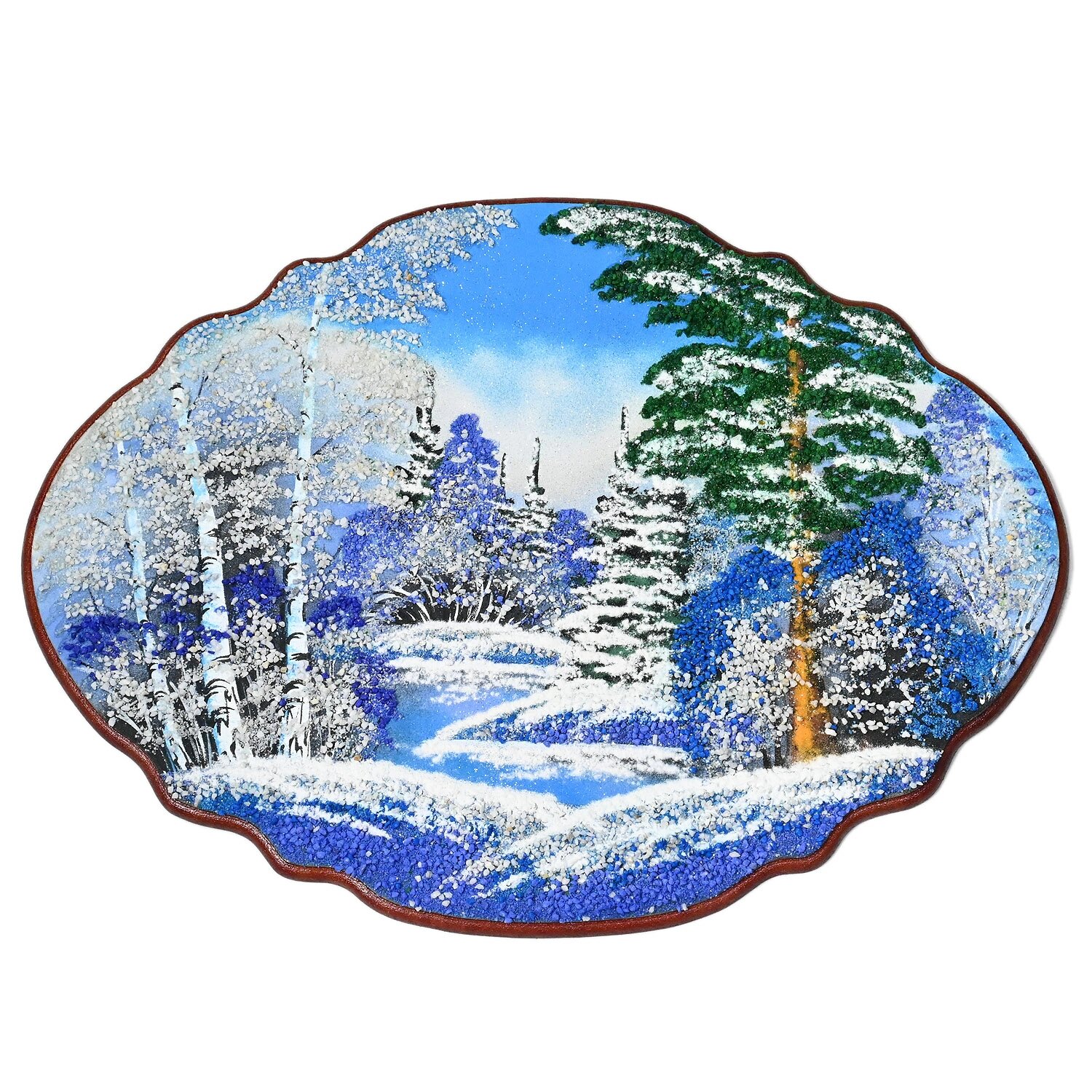 Панно с рисунком из камня, зима облако 50*37см, 1125г.