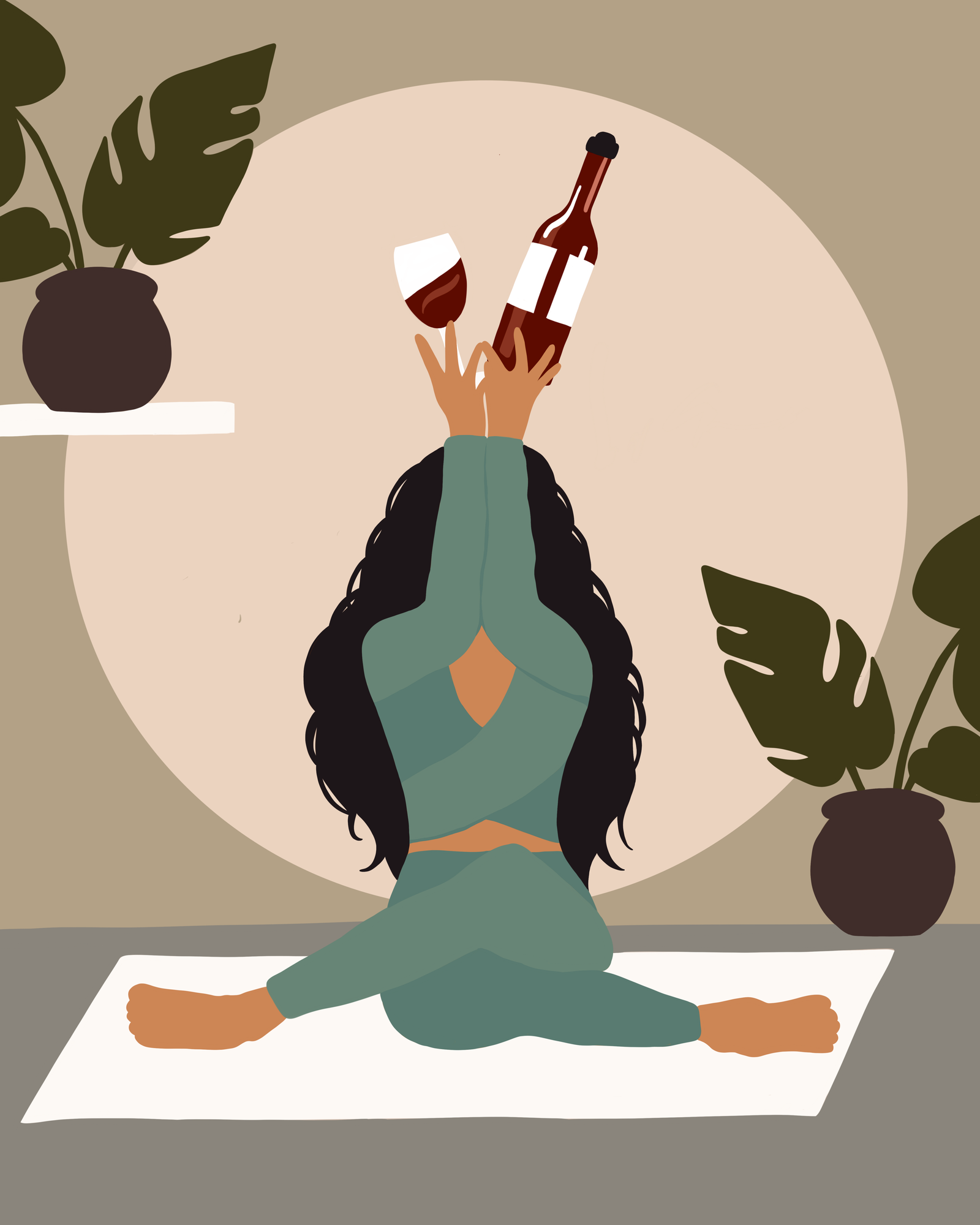 Картина по номерам Leonardo Daivinchik "Йога и Вино", холст на подрамнике, 50 см x 40 см, 13 цветов